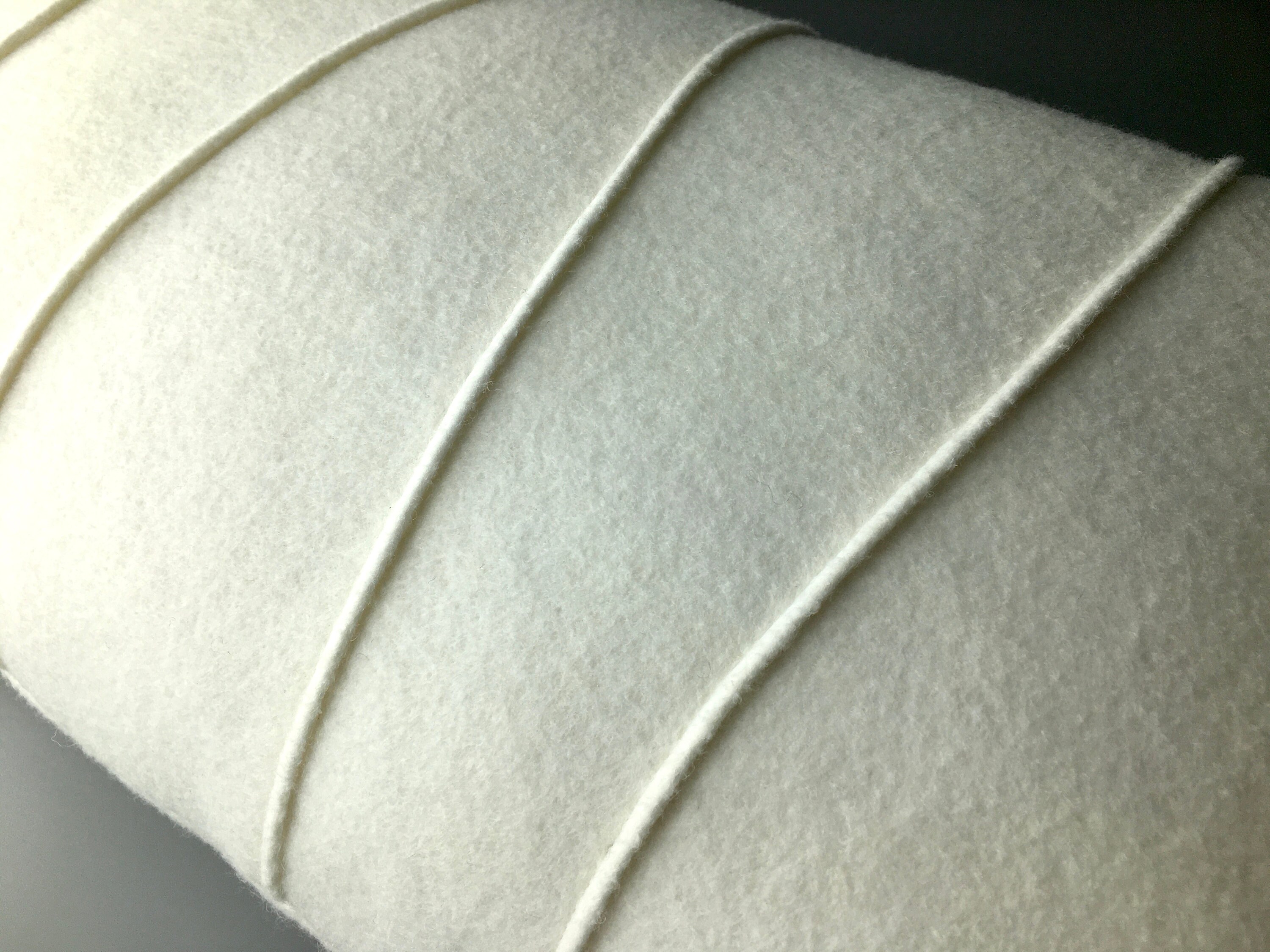 Handmade Wool Felt Lumbar Pillow: Ribbed Winter White Throw Pillow (12 ...