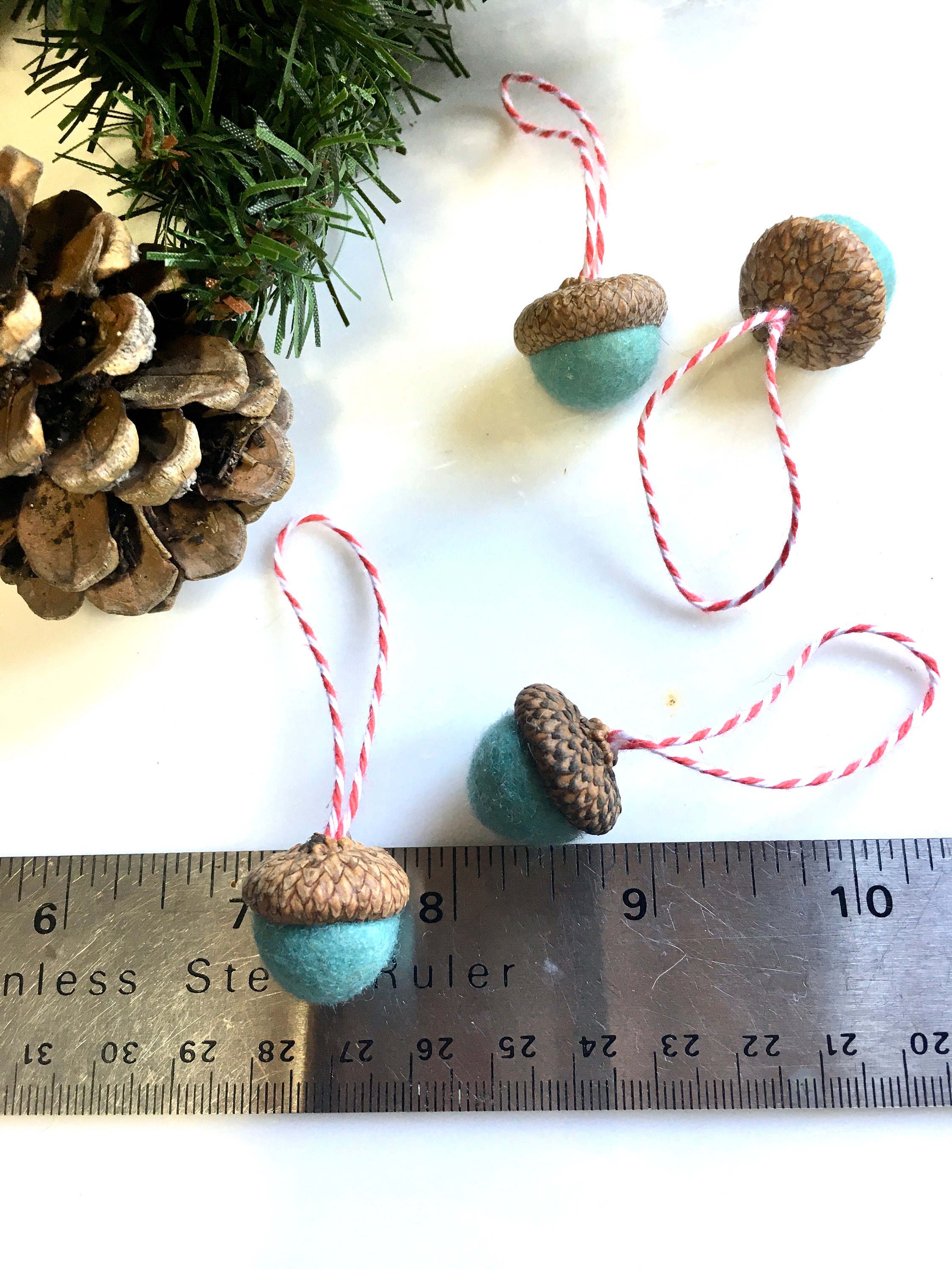 Christmas Acorn Ornaments Felted Acorns Holiday Decor | Etsy