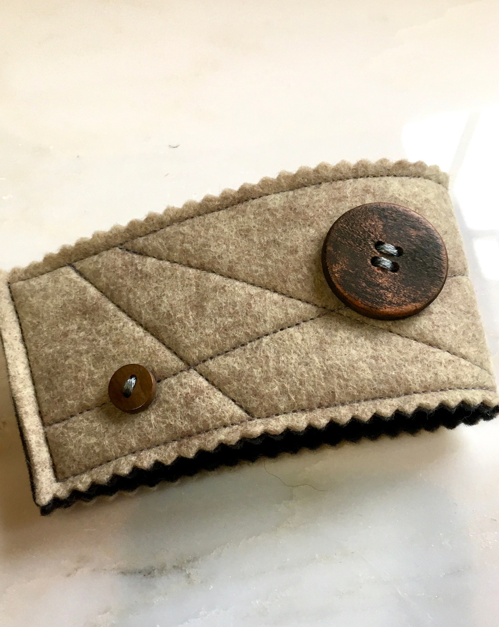 Wool Felt Coffee Cozy: Reusable Beige Coffee Sleeve With Wooden Buttons ...