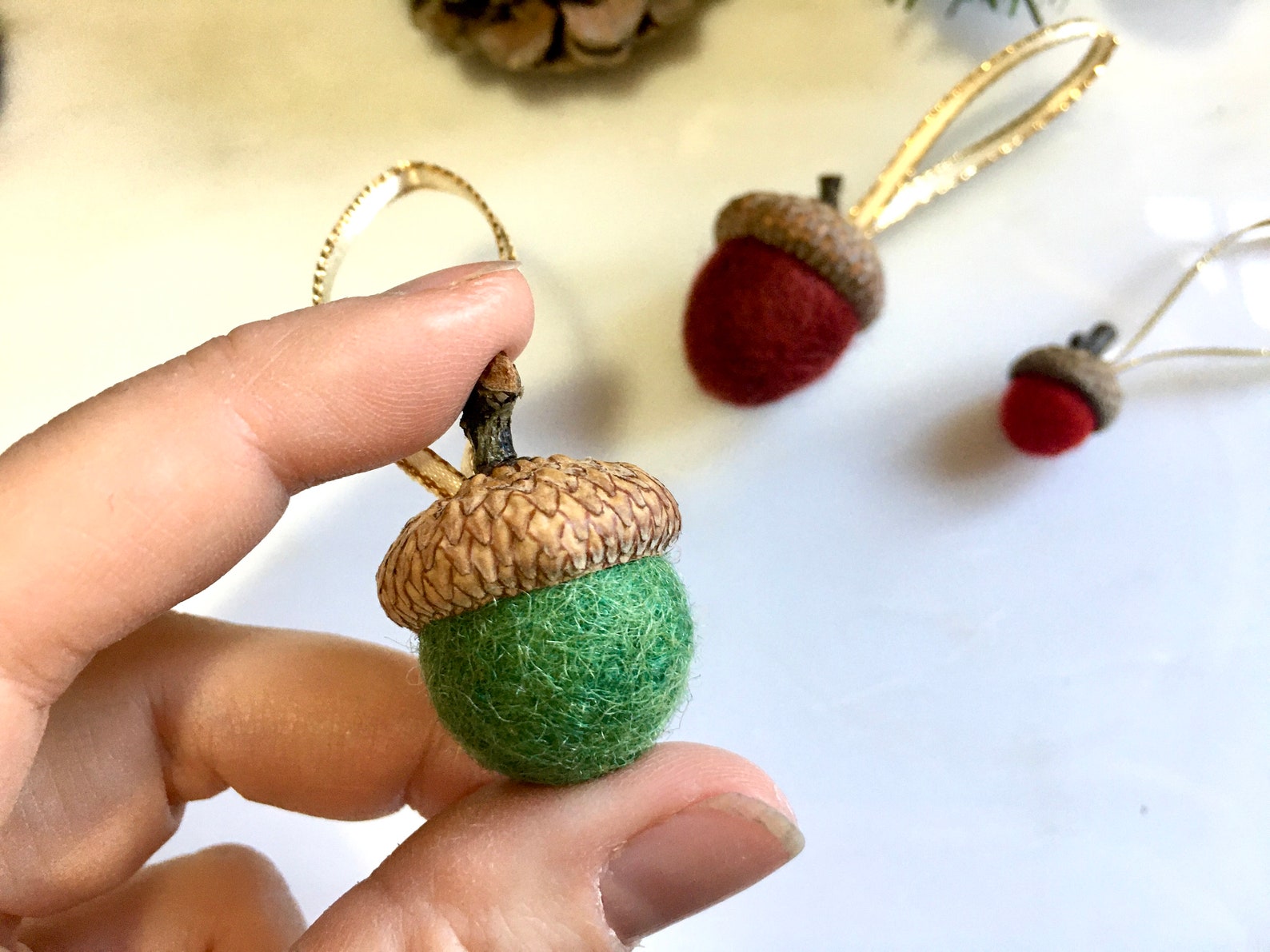 Christmas Acorn Ornaments Felted Acorns Large and Small - Etsy