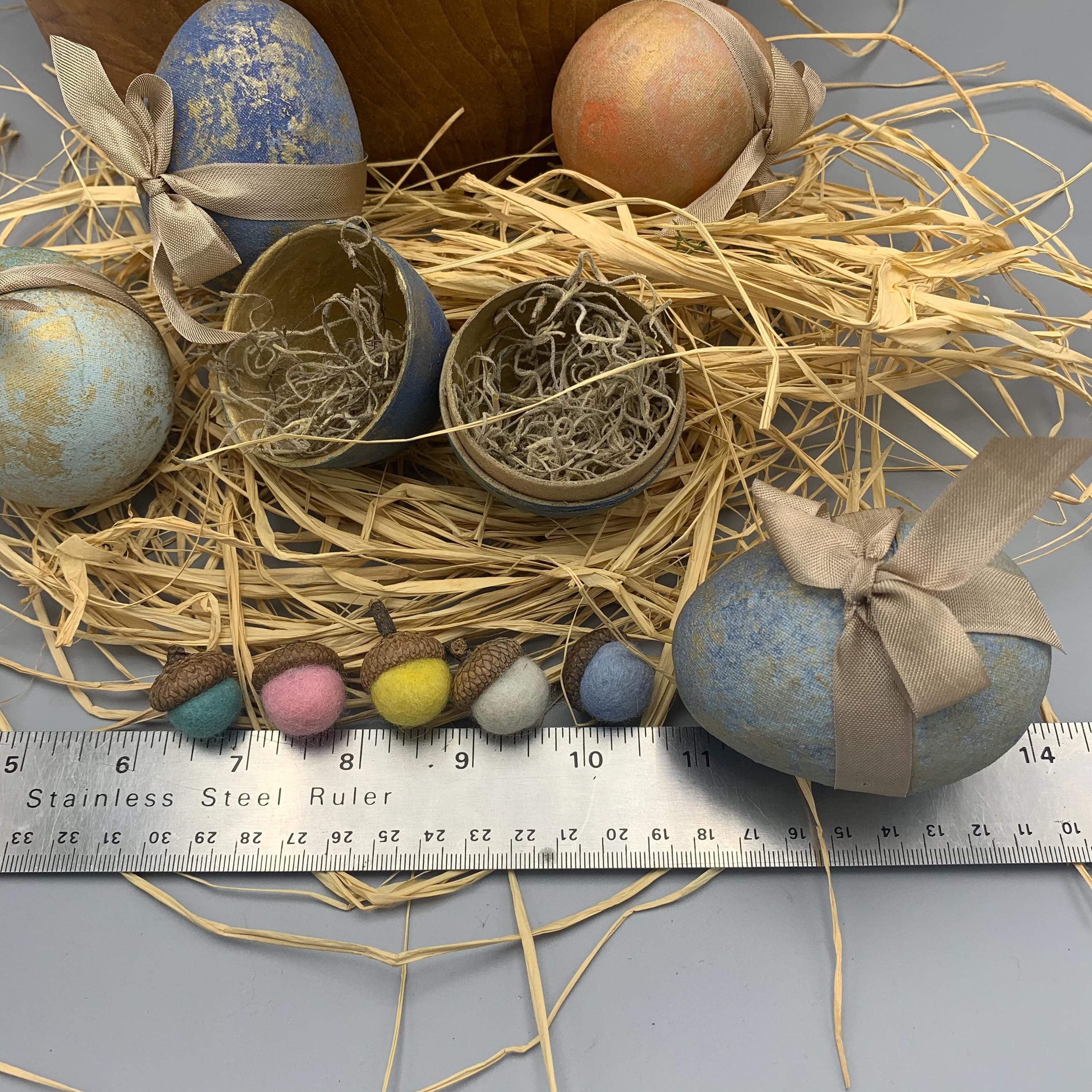 Wool Felt Acorn Set in Paper Mache Easter Egg: Spring Decor - Etsy