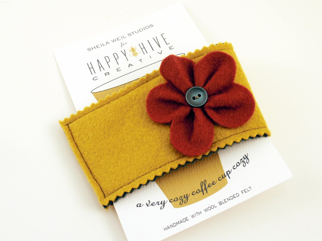 Wool Felt Coffee Cozy - Reusable Coffee Sleeve - Wool Felt Coffee Cozie ...