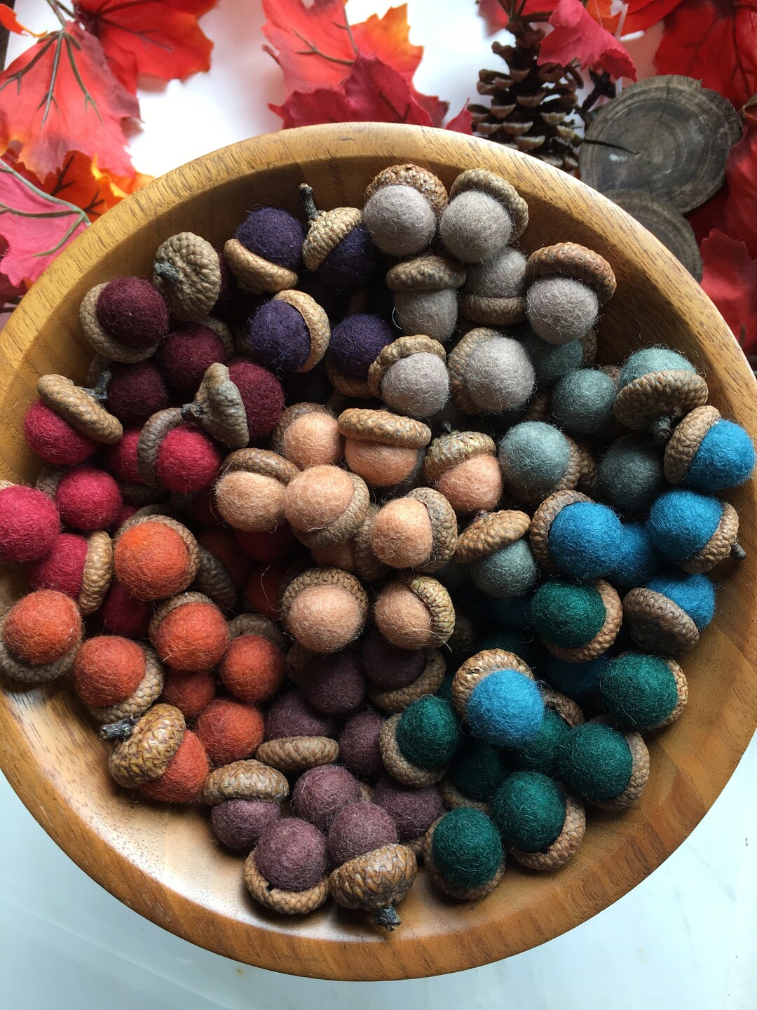 Wool Felted Acorns - Every Color Harvest Collection - Fall Decor ...