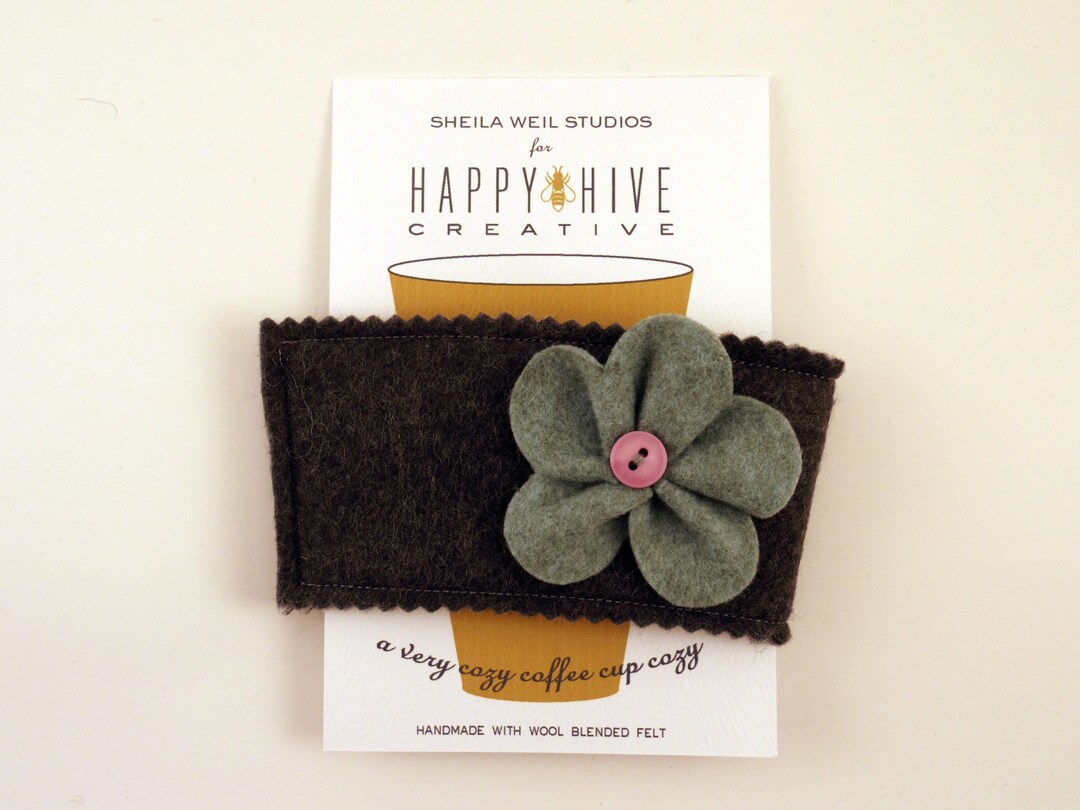 Wool Felt Coffee Cozy - Reusable Coffee Sleeve - Wool Felt Coffee Cozie ...