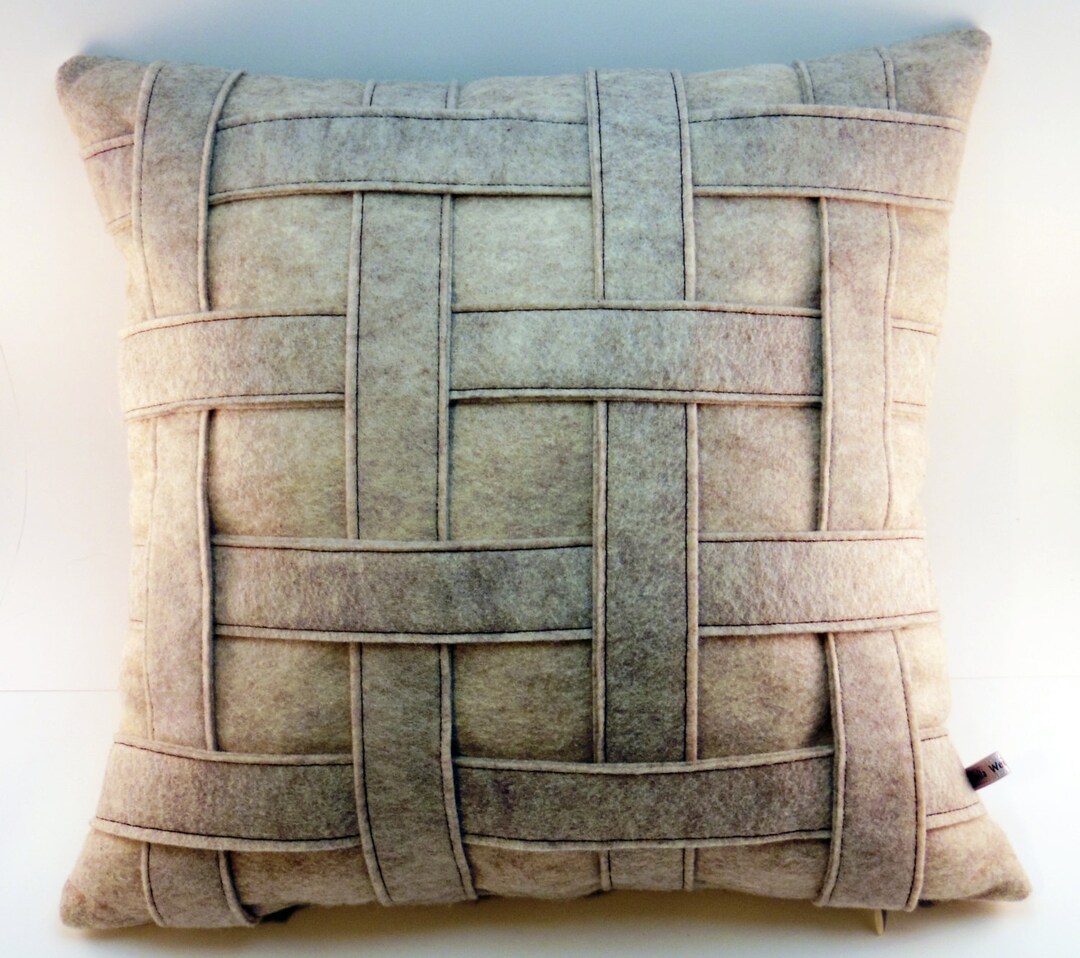 Beige Wool Felt Pillow - Wool Felt Pillow - Handmade - Modern ...
