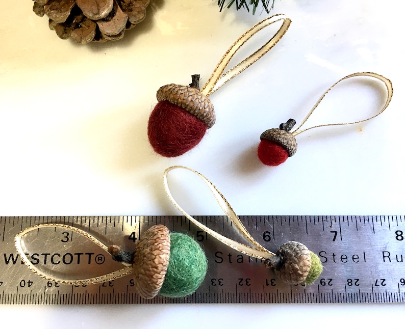Christmas Acorn Ornaments Felted Acorns Large and Small | Etsy