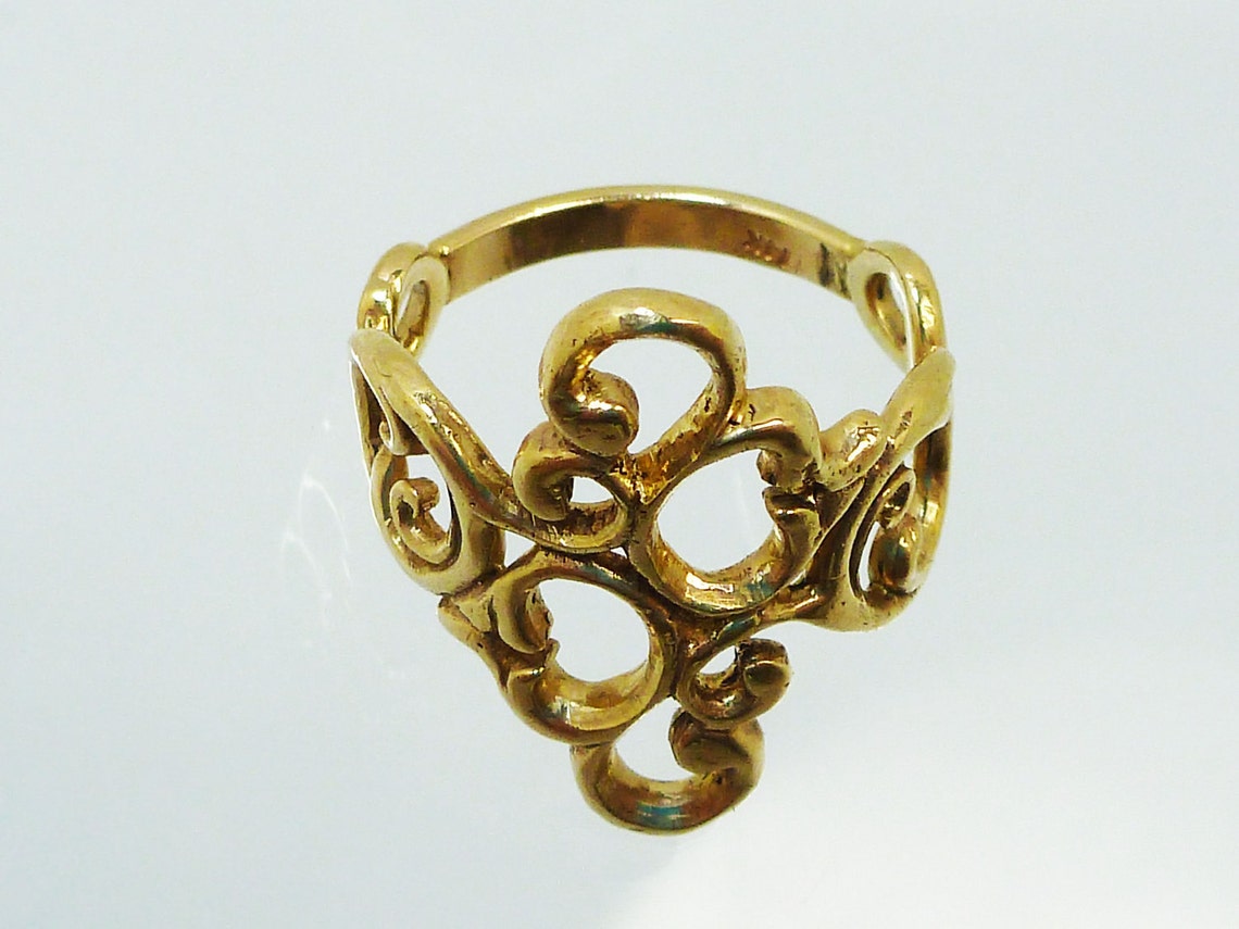 14K Gold Filigree Scroll Ring - Etsy