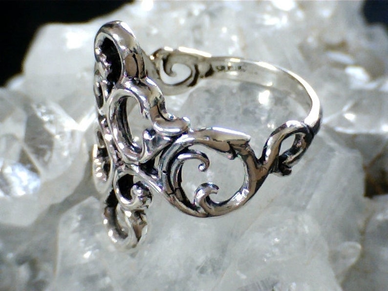 Sterling Silver Filigree Scroll Ring - Etsy