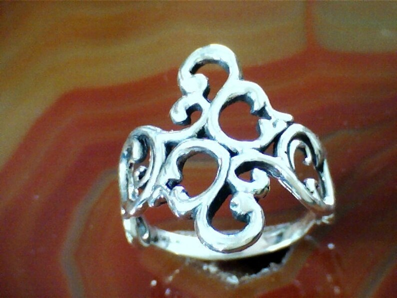 Sterling Silver Filigree Scroll Ring - Etsy