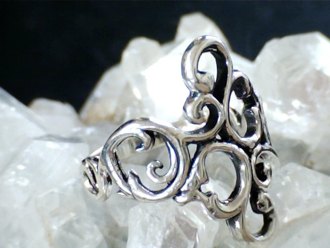 Sterling Silver Filigree Scroll Ring - Etsy