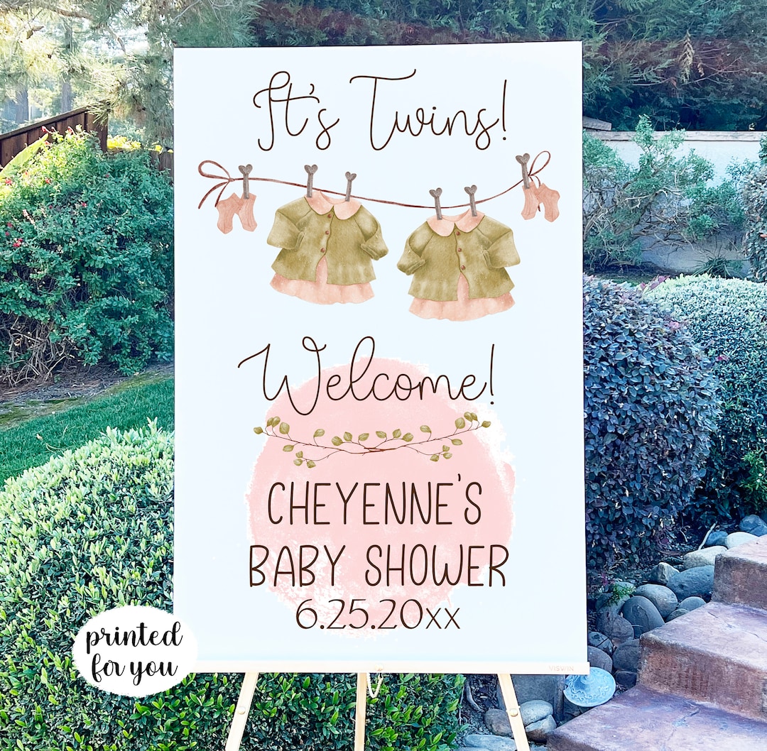 Girl Twins Baby Shower Sign - Twins Baby Shower Welcome Sign - NO Frame ...