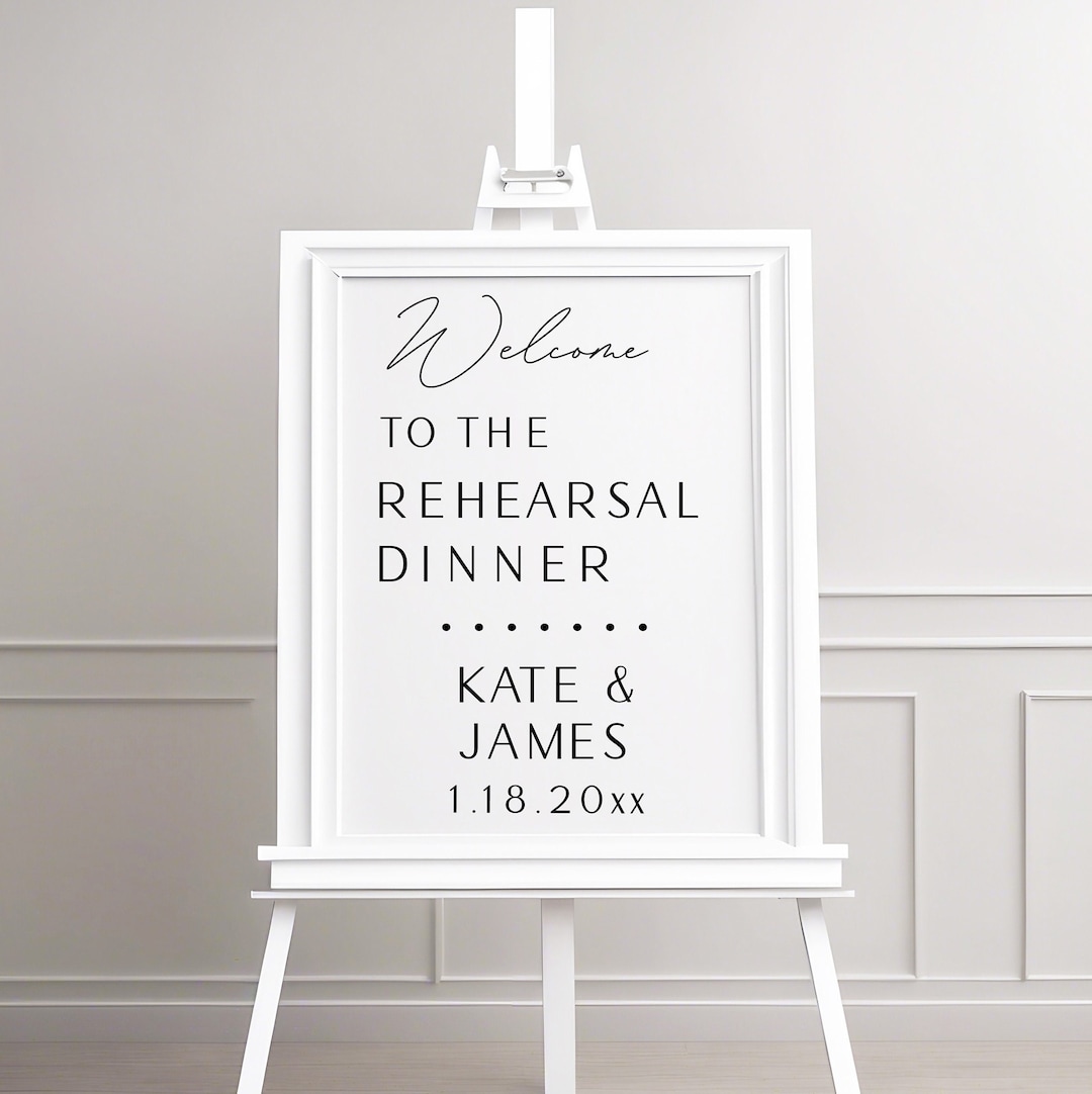 Printed Simple Modern Rehearsal Dinner Welcome Sign Simple Welcome to ...