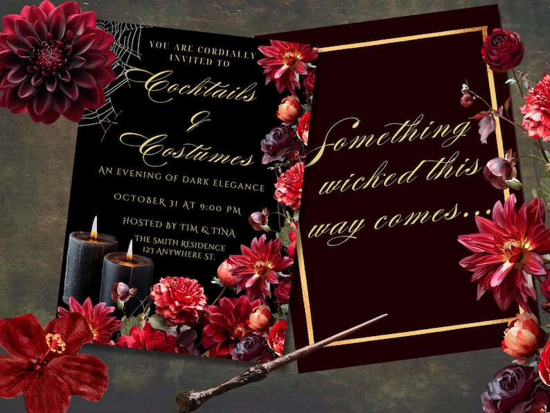 Halloween Party Invitation Template, Costumes and Cocktails, Dark ...