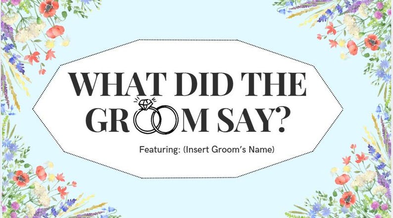 What Did the Groom Say GAME TEMPLATE- Digital Download. Bachelorette ...
