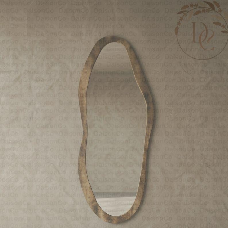 Irregular Wood Framed Full Length Mirror, Organic Wavy Body Mirror ...