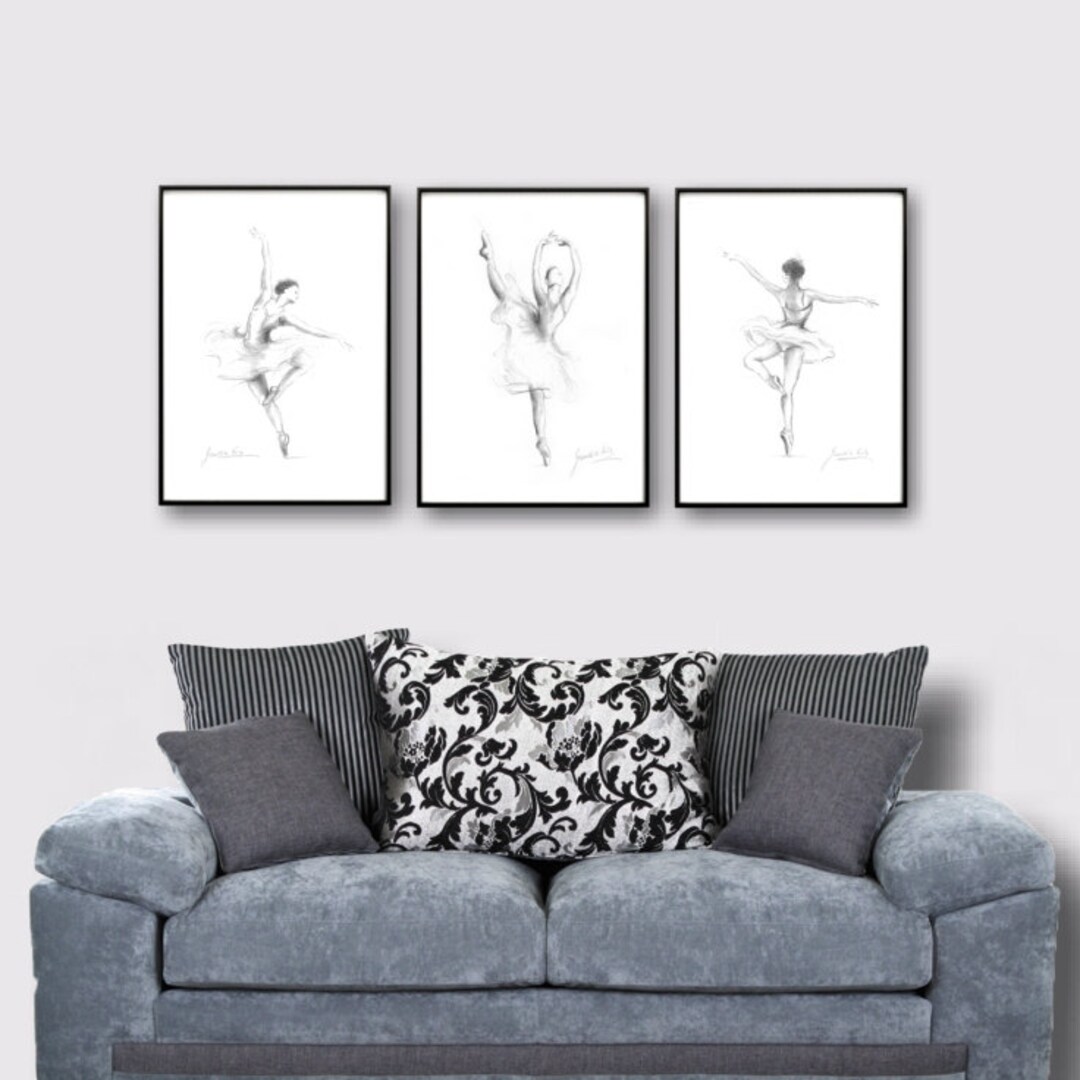 Set of 3 Ballerina, Ballerina Prints, Ballerina Sketch, Ballerina Art ...
