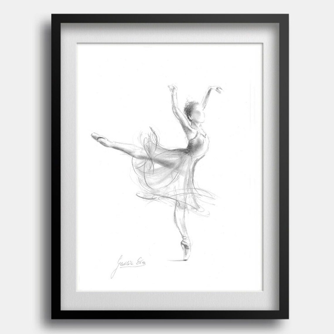 Ballerina Print Ballerina Sketch Print of Drawing Picture | Etsy