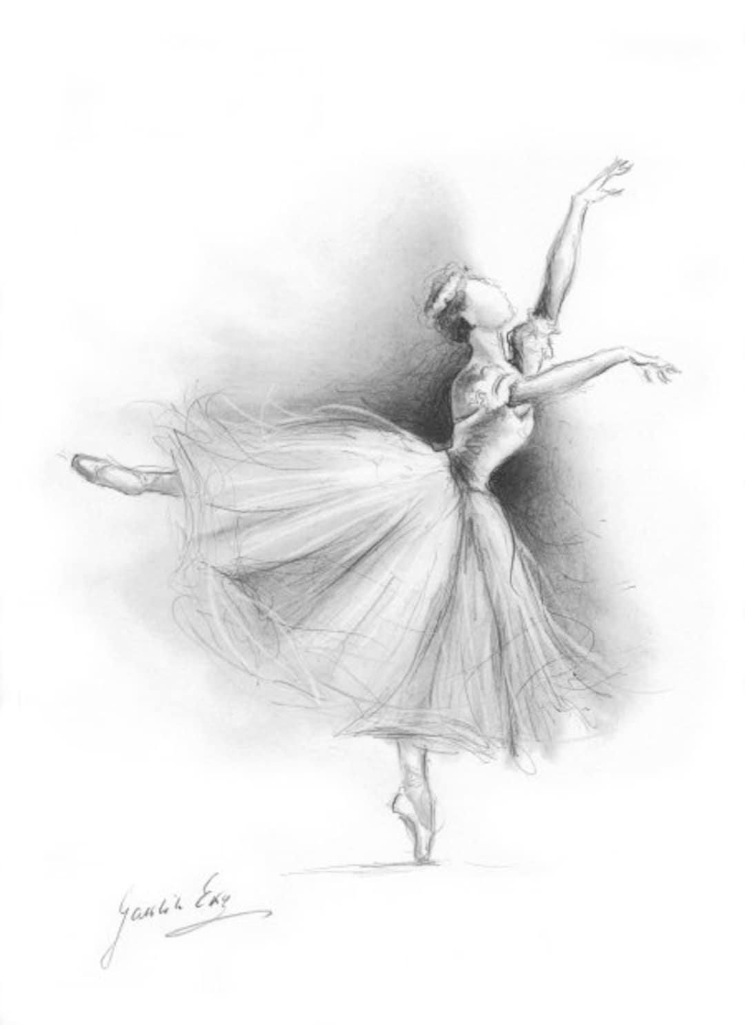 Ballerina Print, Ballerina Sketch, Print of Drawing, Picture Ballerina ...
