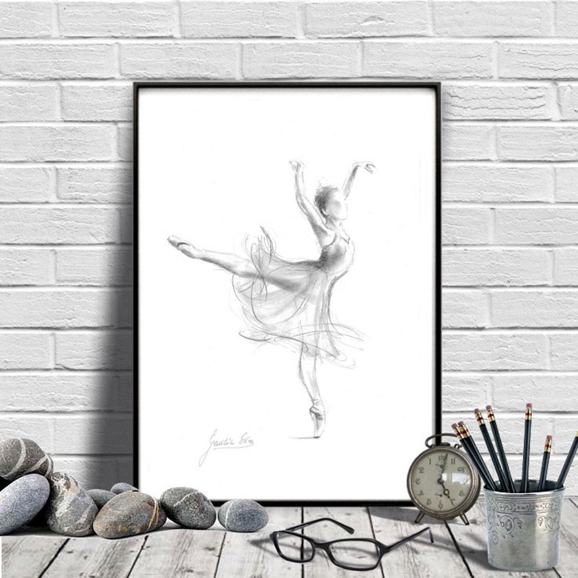 Ballerina Print Ballerina Sketch Print of Drawing Picture | Etsy