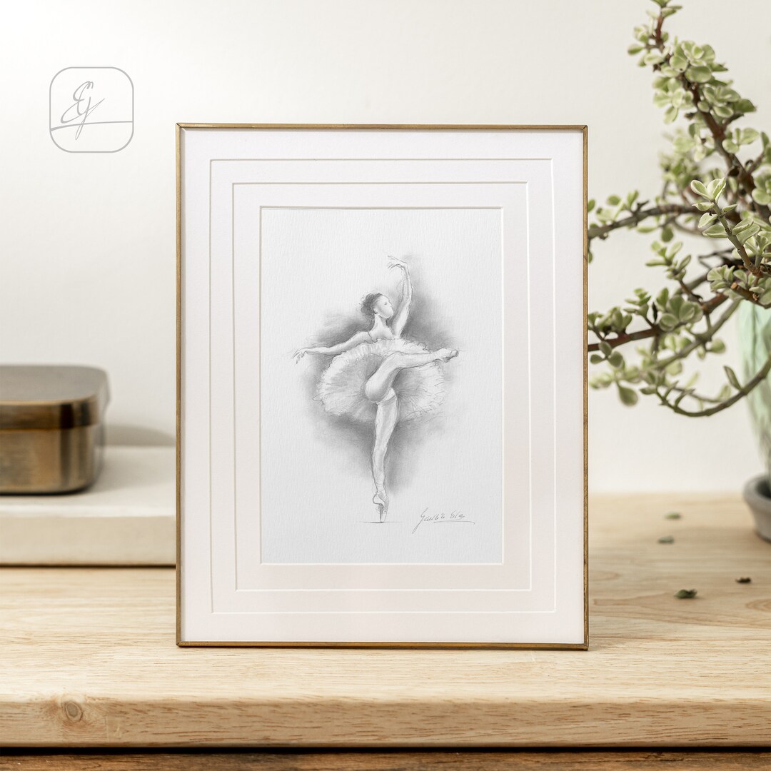 Print of Ballerina, Print of Sketch, Print of Drawing, Graphite ...