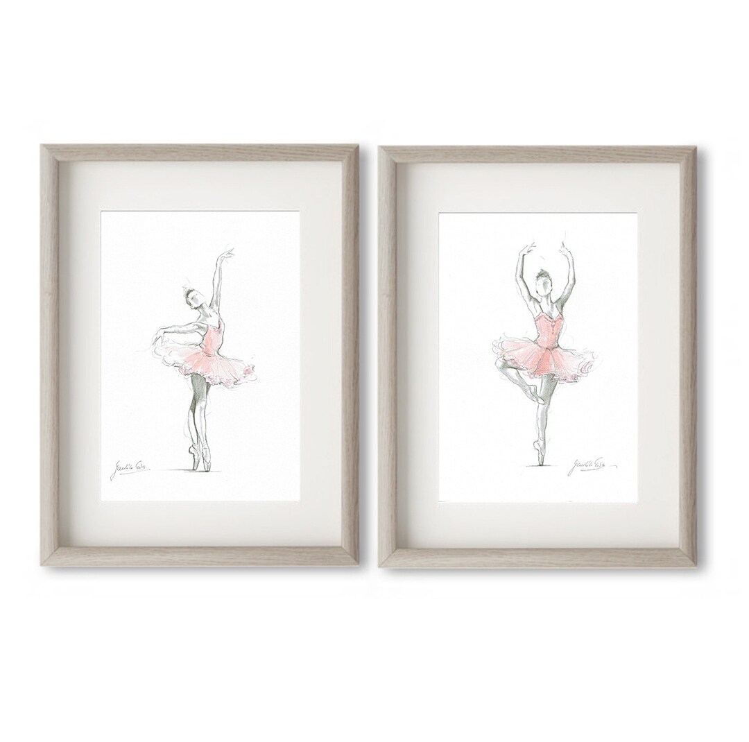 Set of 2 Prints, Ballerina Art, Pink Ballerina, Watercolor Ballet ...