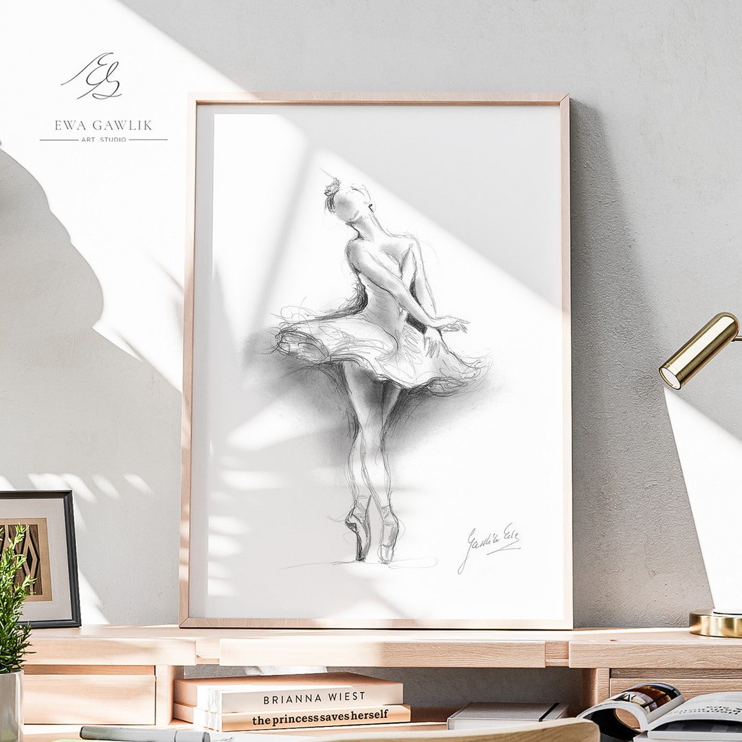 Print of Ballerina, Print of Sketch, Print of Drawing, Graphite ...