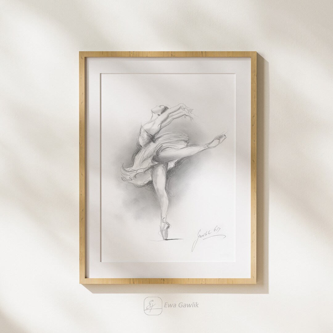 Print of Ballerina, Print of Sketch, Print of Drawing, Graphite ...