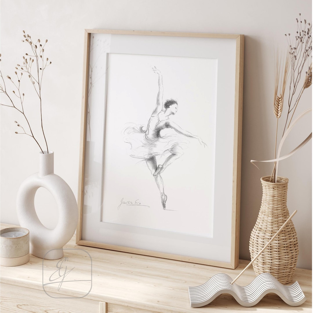 Print of Ballerina, Print of Sketch, Print of Drawing, Graphite ...