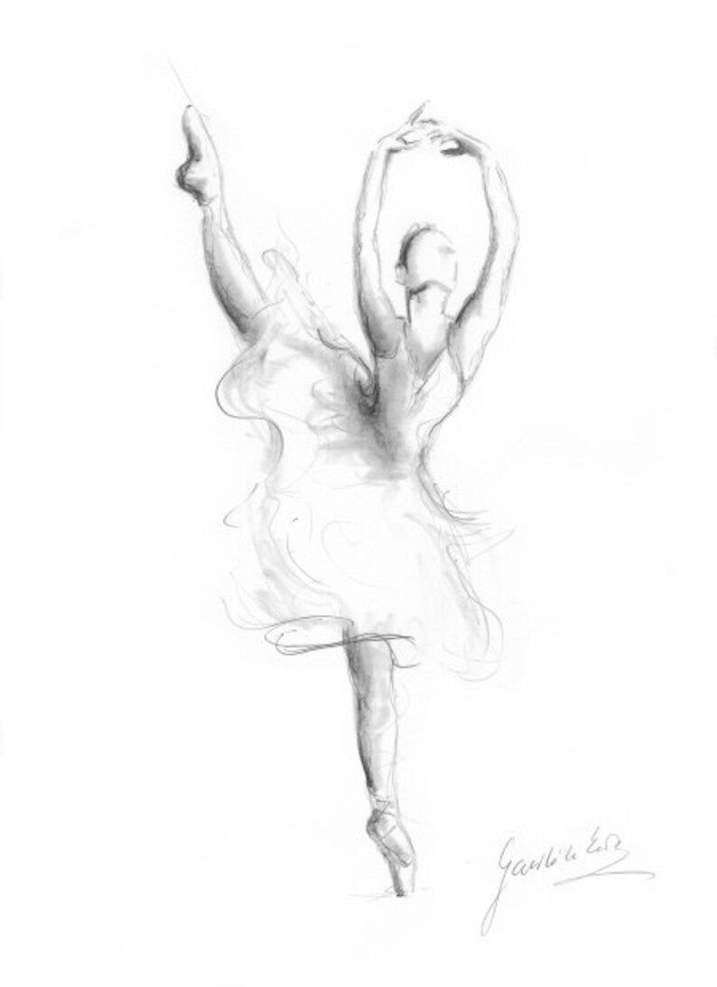 Ballerina Sketch Print: Pencil Drawing, Ballet Dancer Wall Art - Etsy ...