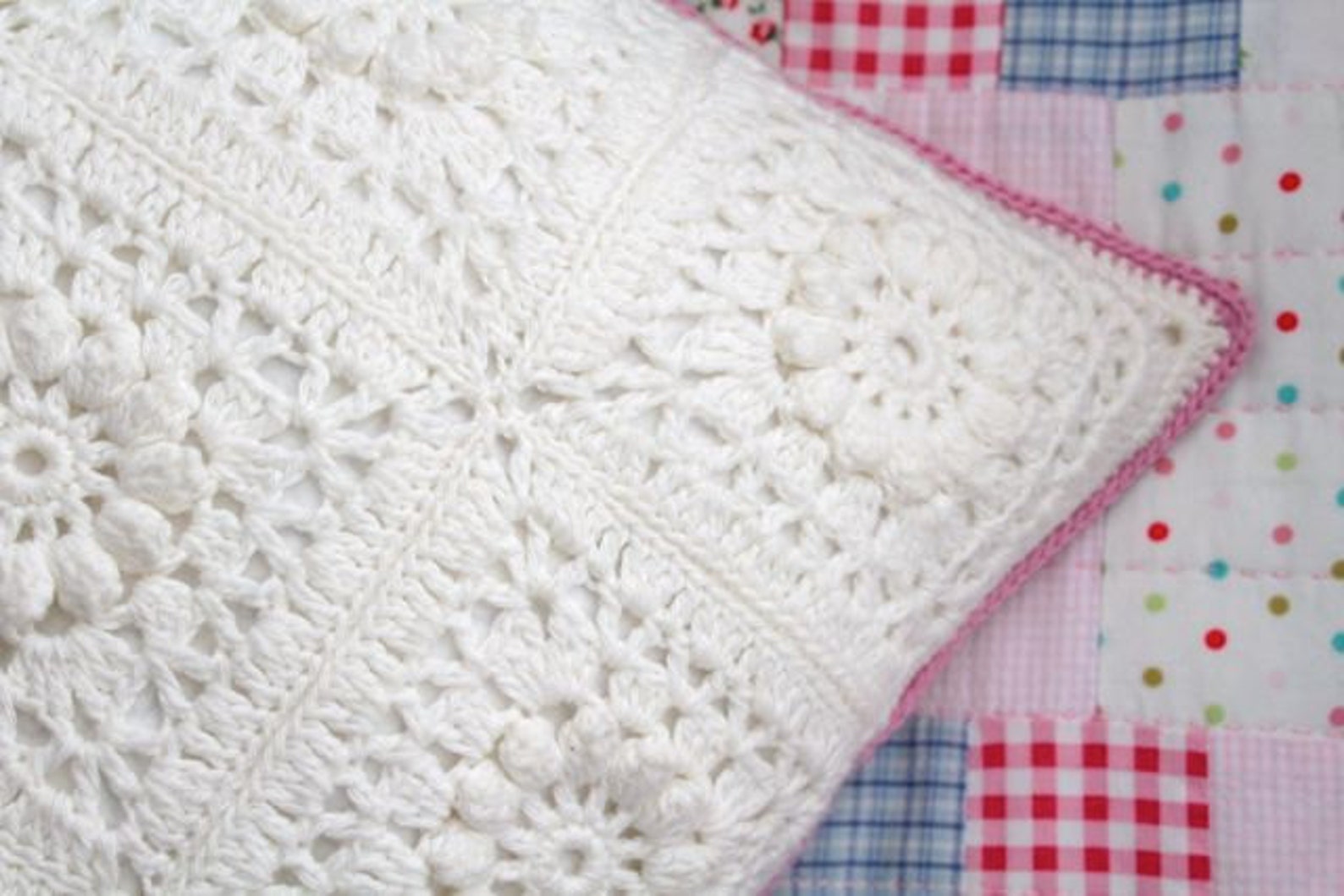 PDF Crochet Pattern Popcorn & Lace Square Pillow US and UK - Etsy