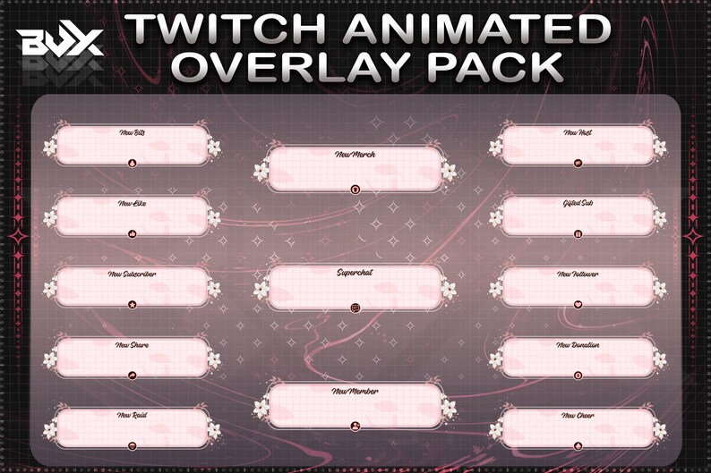 Pink Floral Twitch Overlay Package | Feminine Stream Graphics (digital ...