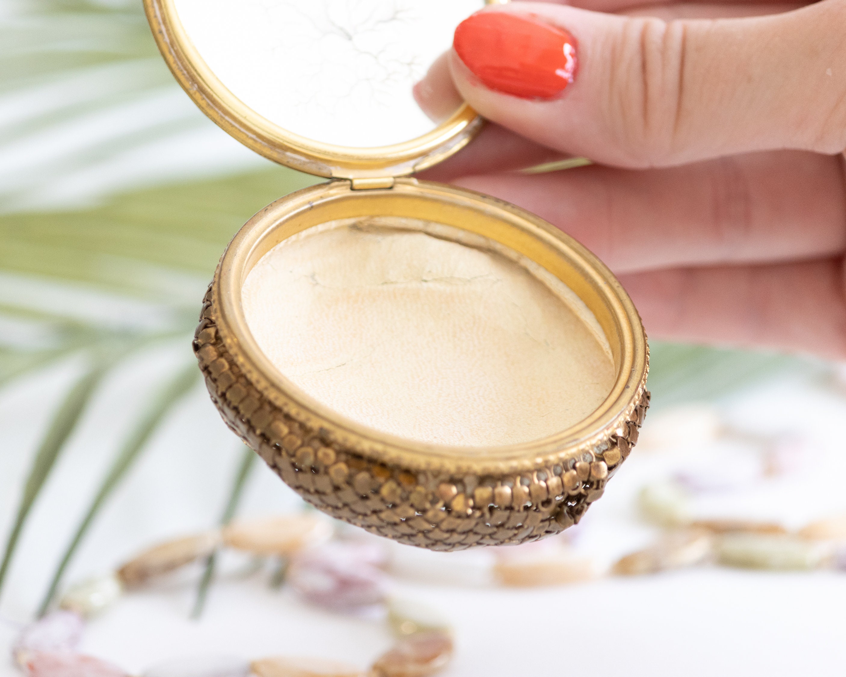 Vintage Petit Point and Mesh Powder Compact