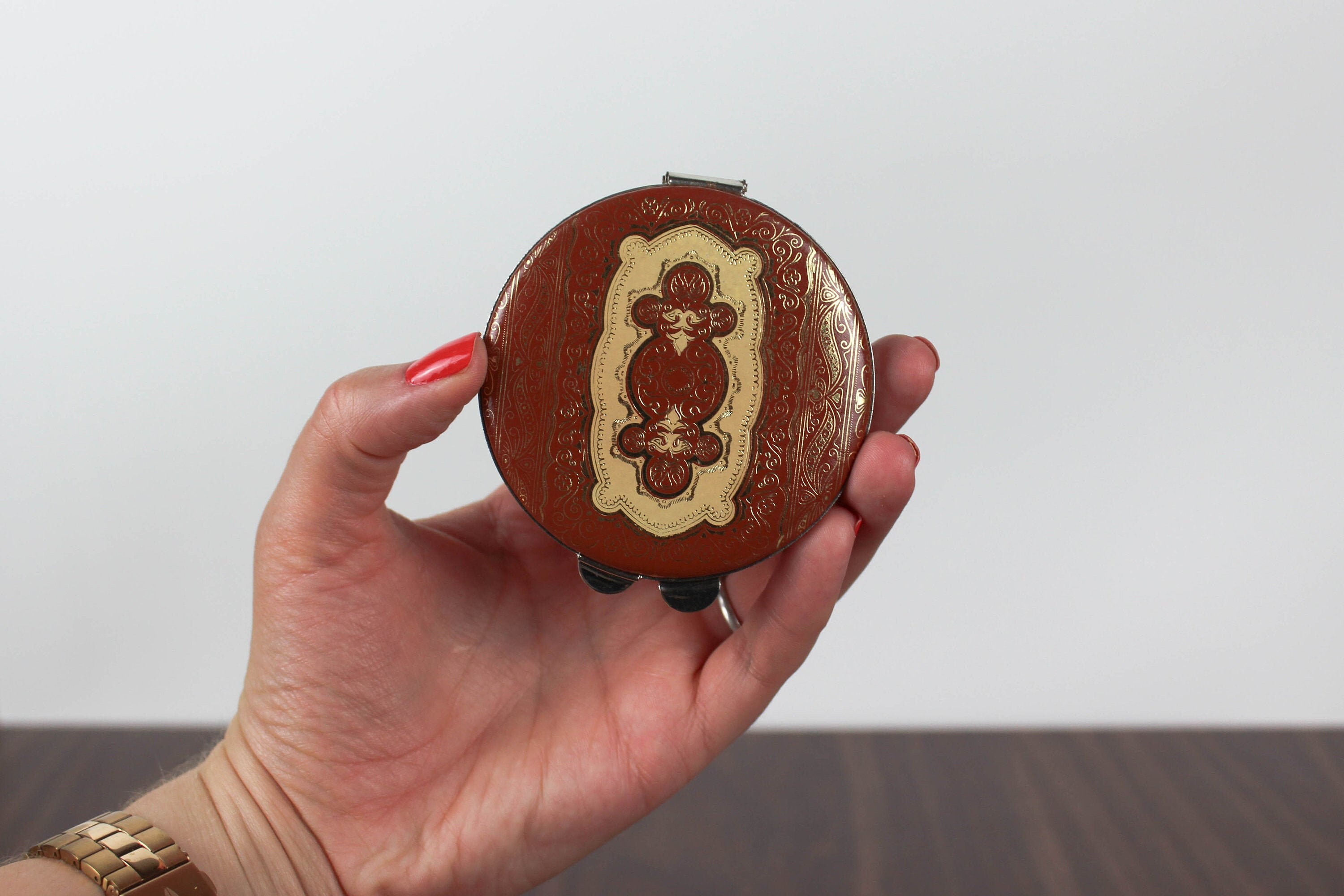 Vintage Powder Compact | Leather Powder Compact for Loose Powder