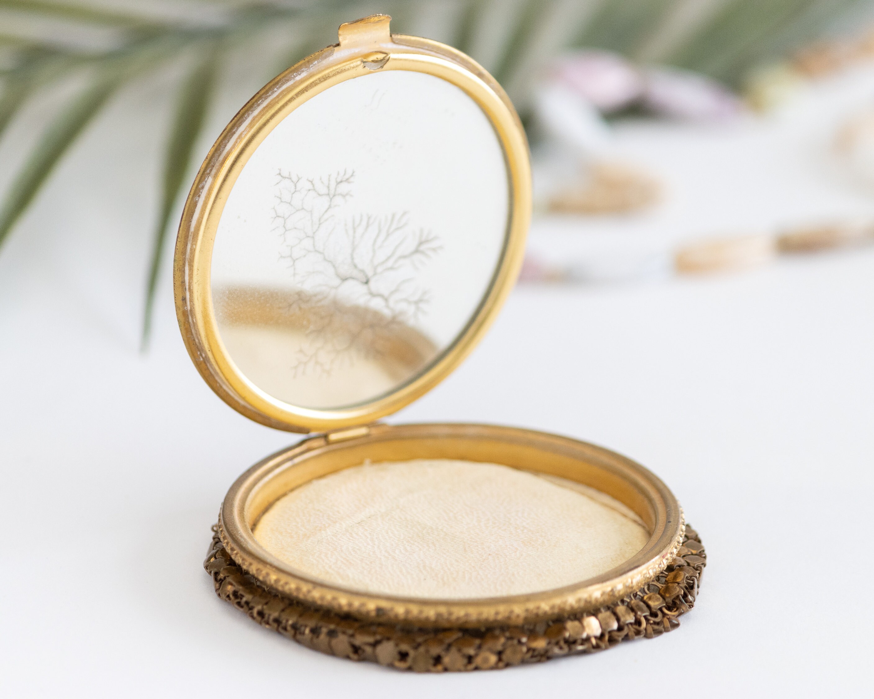 Vintage Petit Point and Mesh Powder Compact