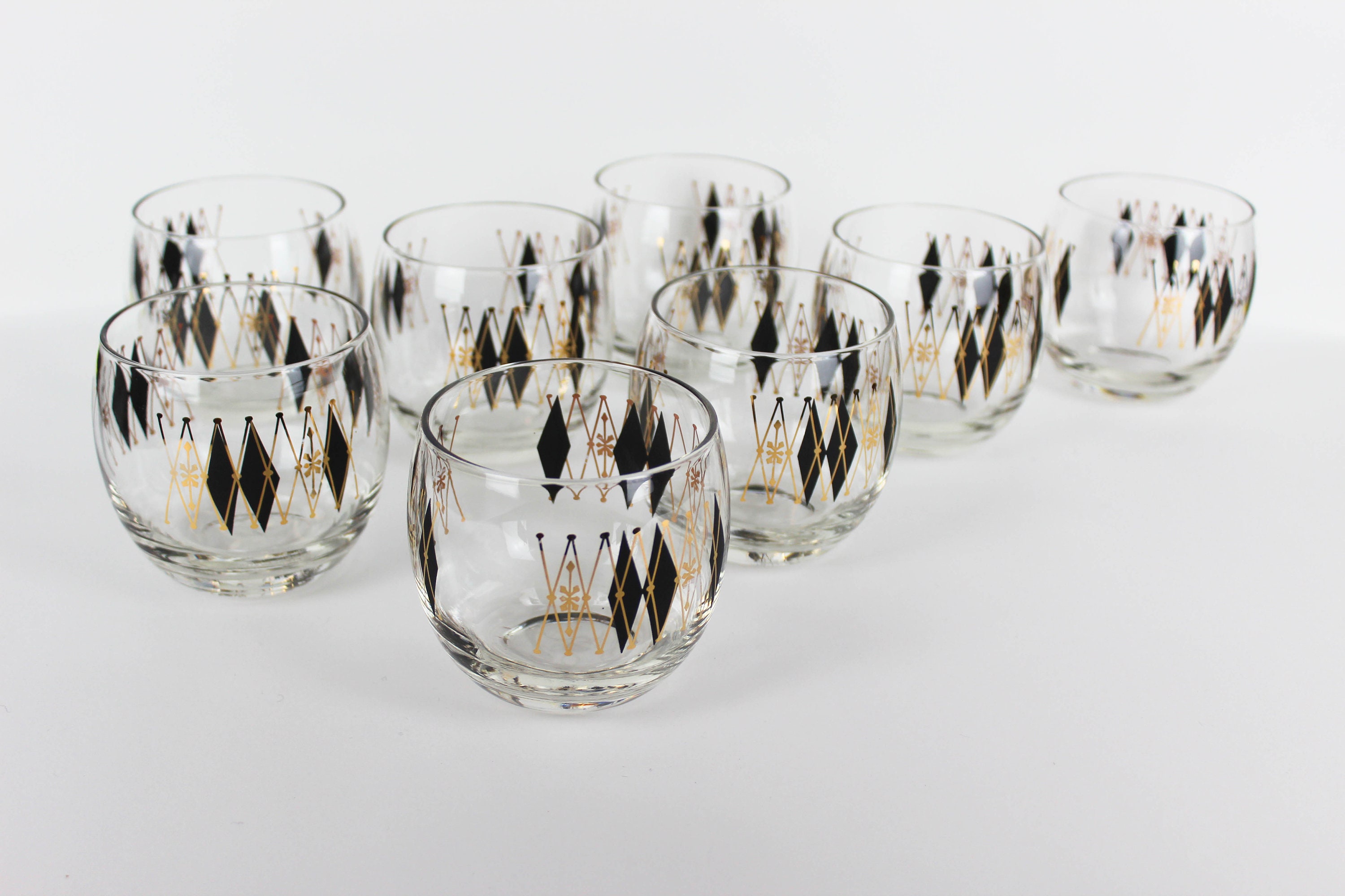 Mid Century Roly Poly Whiskey Glasses Federal Glass Company | Etsy