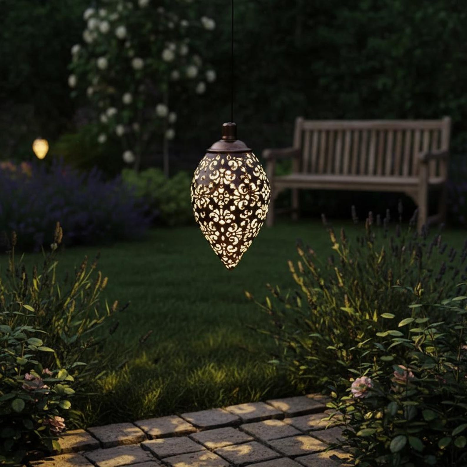 Water Drop Solar Lantern, Hollow Metal Projection Light, Waterproof ...