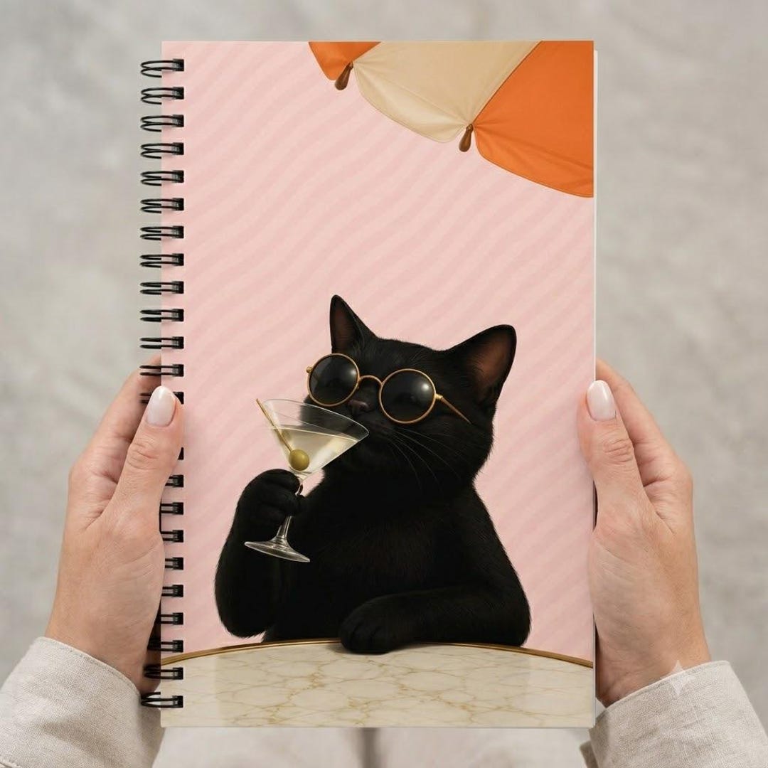 Adding Joy to Your Notes: the Black Cat Notebook With Sunglasses - Etsy UK