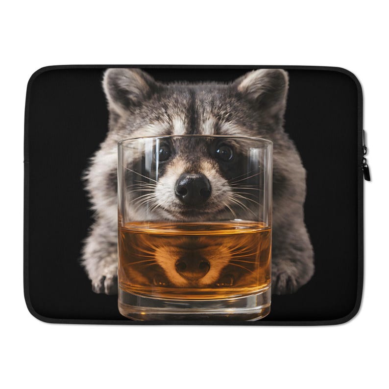 Attention-grabbing Raccoon Pattern Laptop Case - Whiskey Glass Themed ...