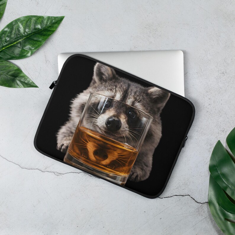 Attention-grabbing Raccoon Pattern Laptop Case - Whiskey Glass Themed ...