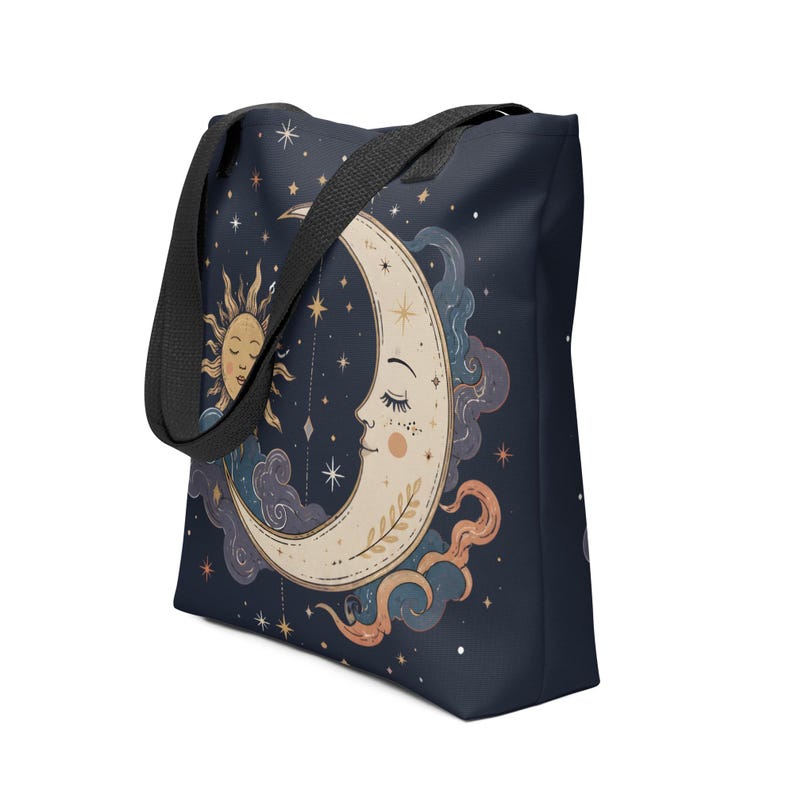 Celestial Moon Tote Bag, Sun and Boho Astrology Canvas Tote - Etsy