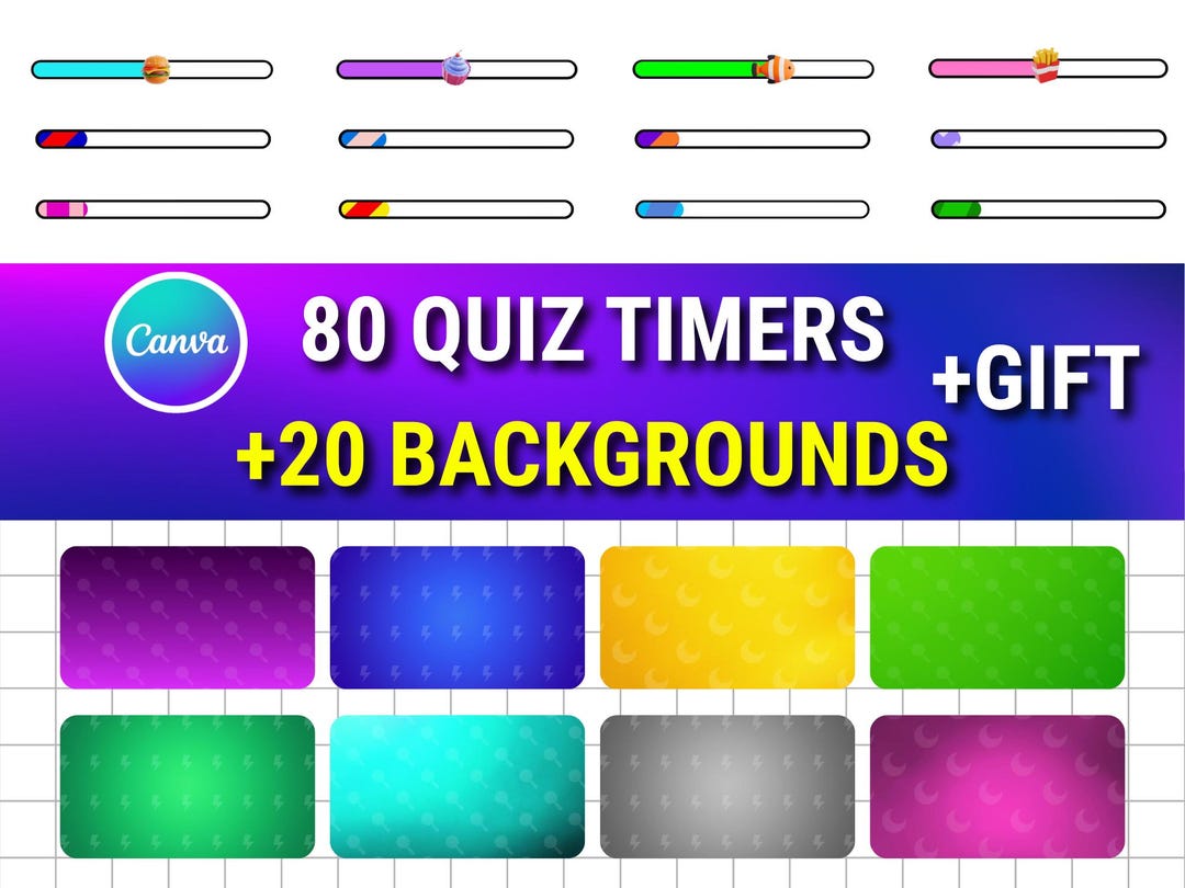 80 Quiz Timers + 20 Backgrounds | Canva Templates | Green Screen Timers ...