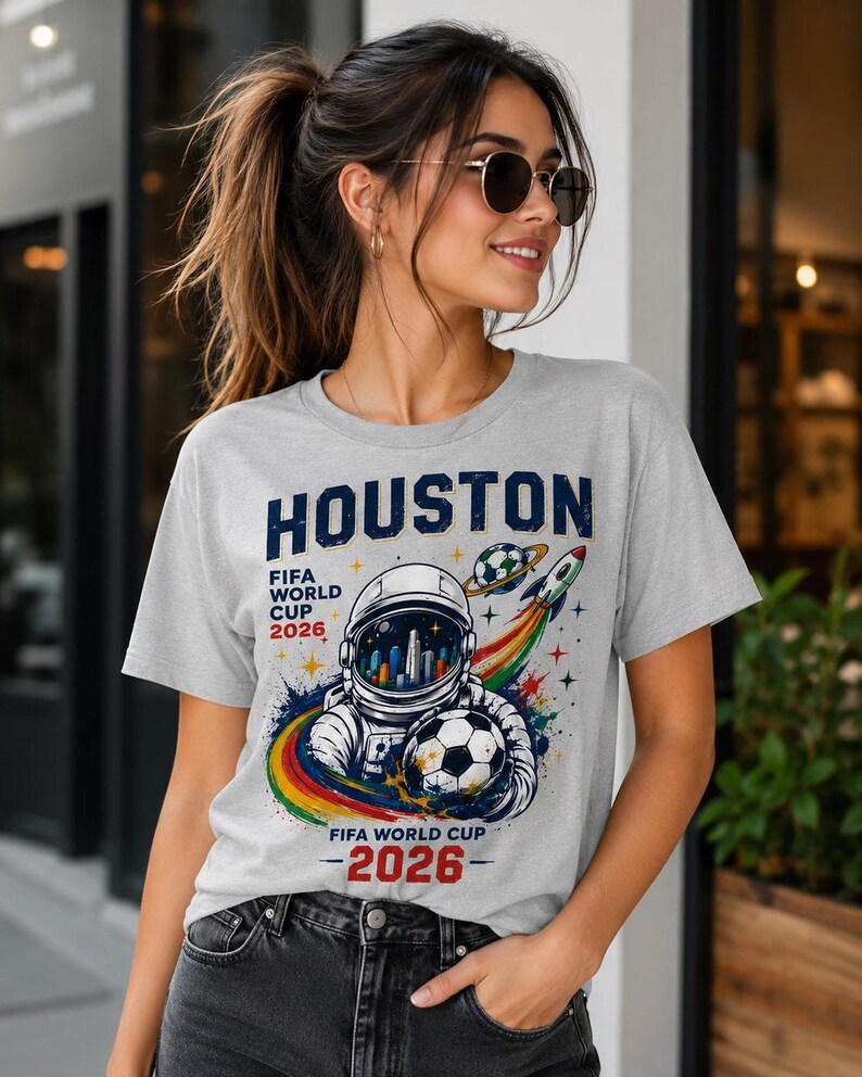 Houston Soccer Fan Shirt, FIFA World Cup 2026 Design, Space Theme ...