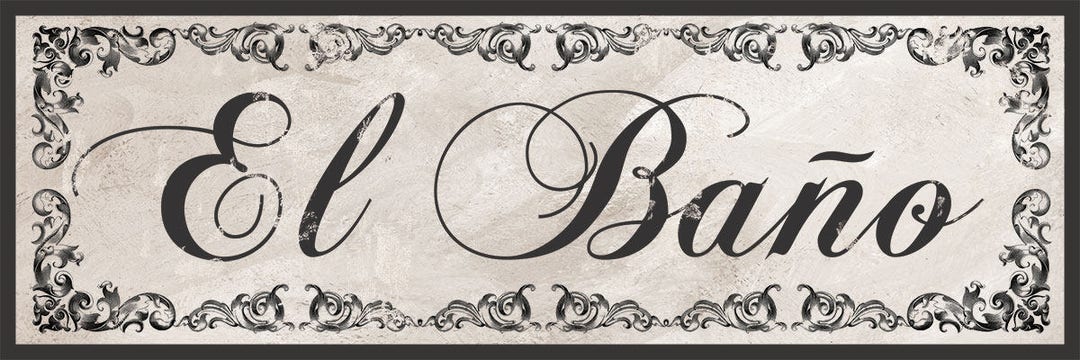 El Bano Sign, Victorian Black and White Bathroom Decor,spanish Powder ...