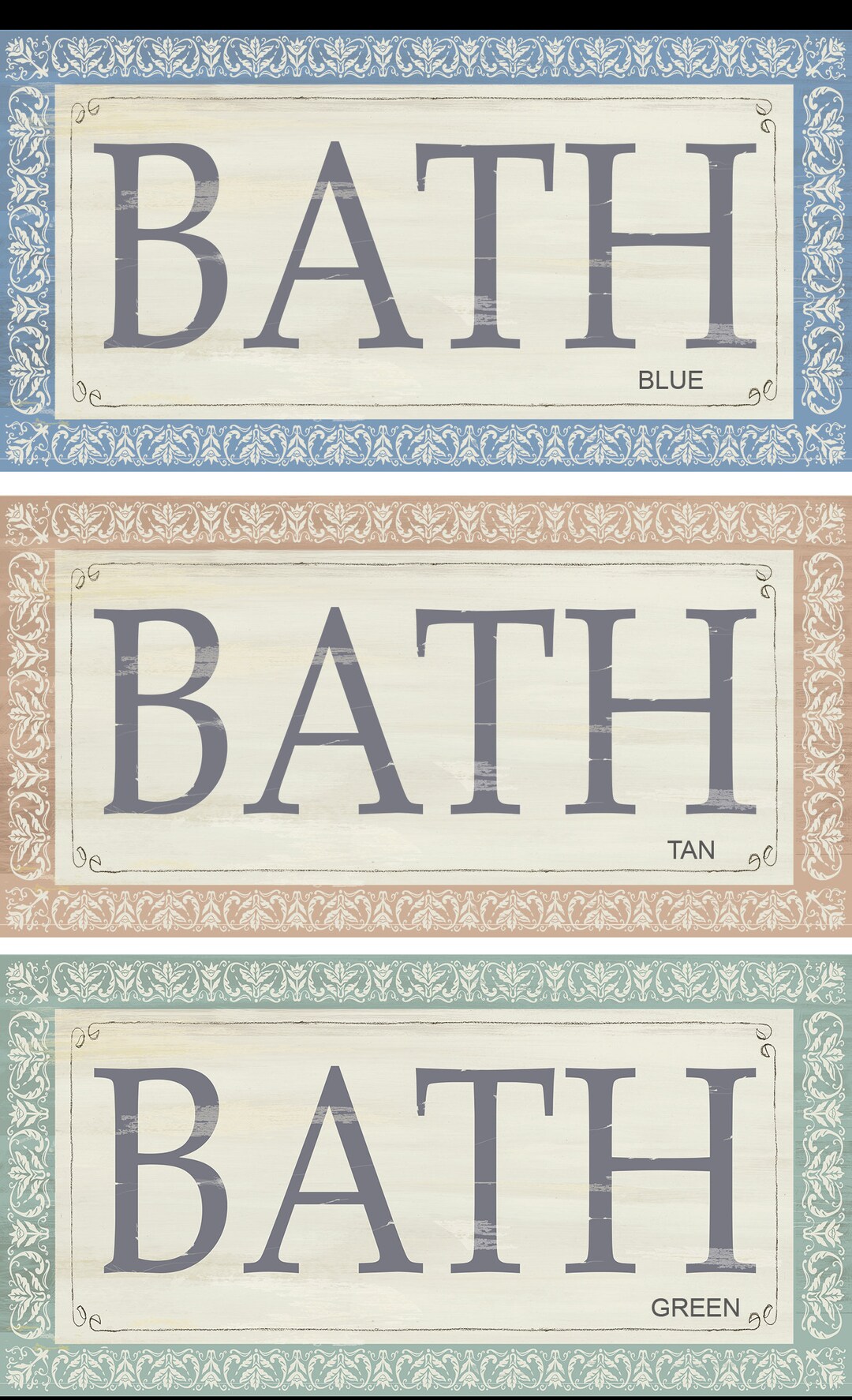 Vintage Look Bath Sign, Shabby Chic Bath Decor, Bathroom Wall Decor ...