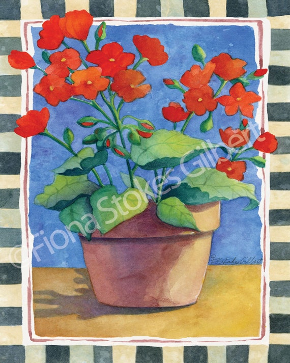 Geraniums Floral Watercolor Art Print Beautiful Floral - Etsy