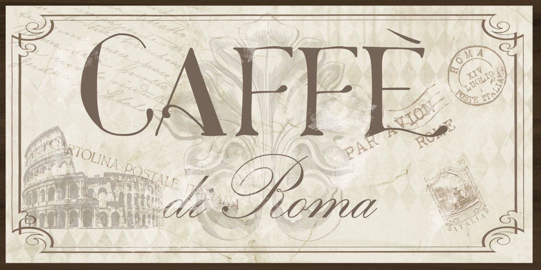 Caffe Di Roma, Italian Cafe Wall Sign, Shabby Chic Italian Decor Sign ...