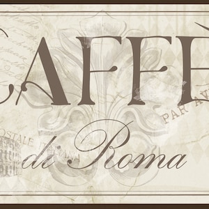 Caffe Di Roma, Italian Cafe Wall Sign, Shabby Chic Italian Decor Sign ...