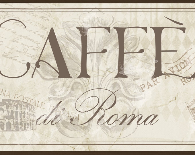 Caffe Di Roma, Italian Cafe Wall Sign, Shabby Chic Italian Decor Sign ...