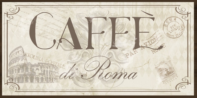 Caffe Di Roma Italian Cafe Wall Sign Shabby Chic Italian - Etsy