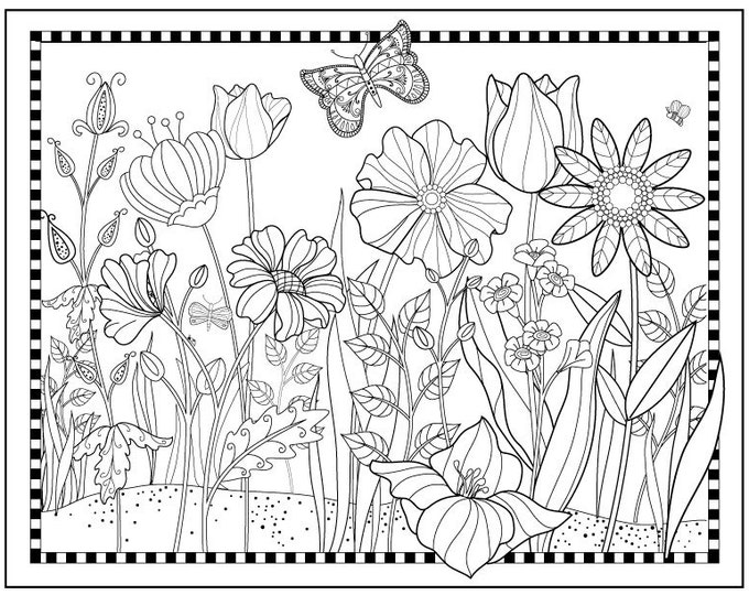 Printable Flower Garden Coloring Page,flowers to Color, Magical Garden ...